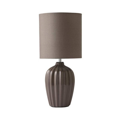 VALUELIGHTS CARBONE GREY FLUTED CERAMIC BEDSIDE TABLE LAMP WITH A ...
