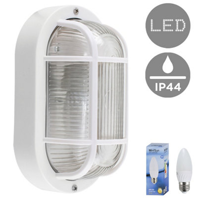 ValueLights Carnforth Modern White Outdoor Garden Security Bulkhead ...