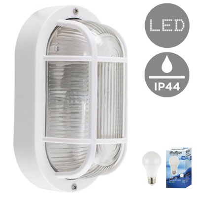 ValueLights Carnforth Modern White Outdoor Garden Security Bulkhead ...