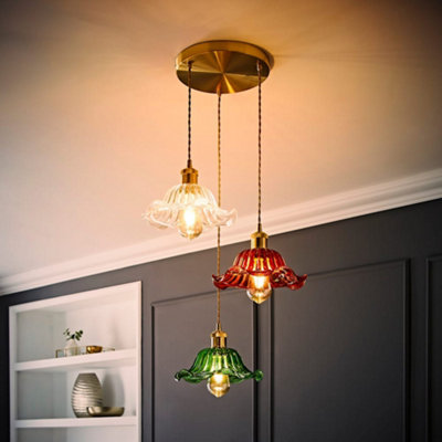 ValueLights Cassia Gold Hanging Triple Ceiling Pendant Light Fitting ...