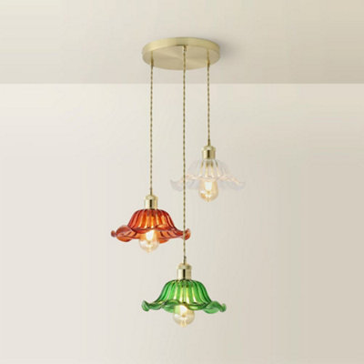 ValueLights Cassia Gold Hanging Triple Ceiling Pendant Light Fitting ...