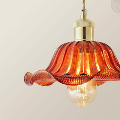 ValueLights Cassia Gold Hanging Triple Ceiling Pendant Light Fitting ...