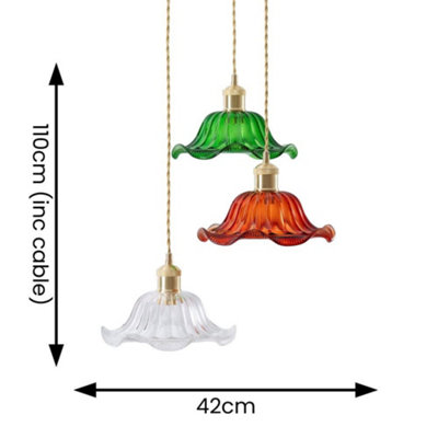 ValueLights Cassia Gold Hanging Triple Ceiling Pendant Light Fitting ...