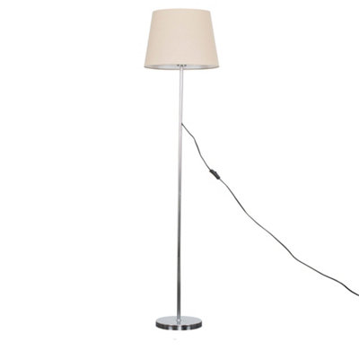 ValueLights Charles Chrome Floor Lamp with Beige Tapered Shade