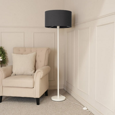 ValueLights Charles White Metal Single Stem Floor Lamp with Charcoal ...