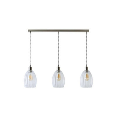 ValueLights Cheltenham Brushed Chrome 3 Drop Bar Ceiling Light with ...
