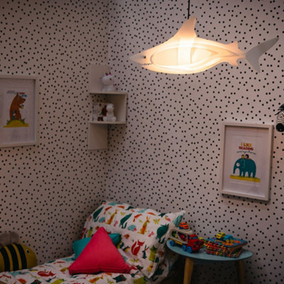 ValueLights Children's Bedroom White Shark Ceiling Pendant Light Shade ...