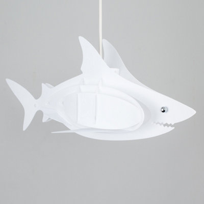 ValueLights Children's Bedroom White Shark Ceiling Pendant Light Shade ...