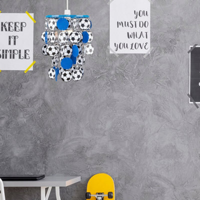 ValueLights Children's Blue And White Football Bedroom/Nursery Ceiling ...