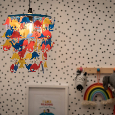 ValueLights Children's Multi-Coloured Dinosaur Nursery Bedroom Ceiling ...