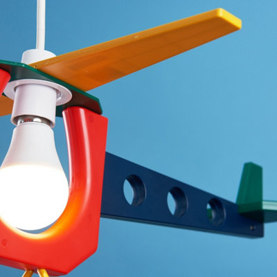 ValueLights Children's Multi-Coloured Helicopter Ceiling Pendant Light ...