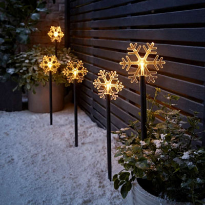 ValueLights Christmas Snowflake Black Outdoor Ground Spike Light | DIY ...