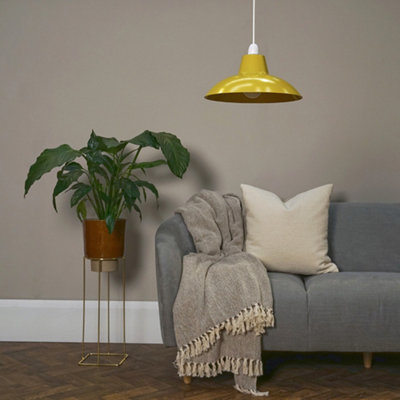 ValueLights Civic Retro Style Yellow Metal Easy Fit Ceiling Pendant ...