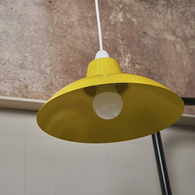 ValueLights Civic Retro Style Yellow Metal Easy Fit Ceiling Pendant ...