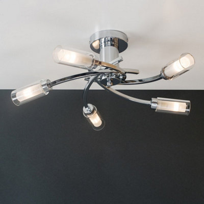 ValueLights Claudia 5 Way Swirl Silver Chrome Ceiling Light with Modern ...