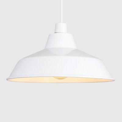 ValueLights Colby Retro Style Gloss White Metal Reflector Ceiling Light ...