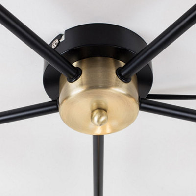 ValueLights Connell Industrial Style Antique Brass and Matt Black 5 Way ...
