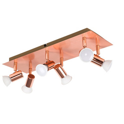 ValueLights Consul Copper Ceiling Bar Spotlight and GU10 Spotlight LED ...