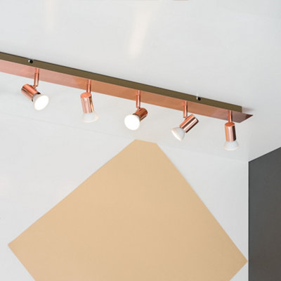 ValueLights Consul Copper Ceiling Bar Spotlight and GU10 Spotlight LED ...