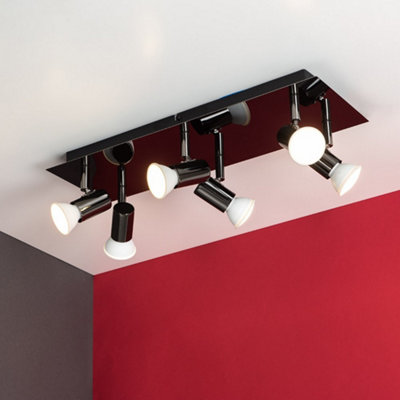 ValueLights Consul Modern Black Chrome 6 Way Adjustable GU10 Ceiling ...