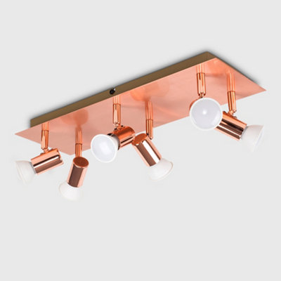 ValueLights Consul Modern Rectangular Copper Effect 6 Way Adjustable ...