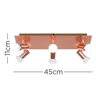 ValueLights Consul Modern Rectangular Copper Effect 6 Way Adjustable ...