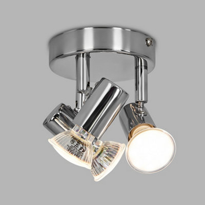 ValueLights Consul Round Silver Chrome 3 Way Adjustable GU10 Ceiling ...