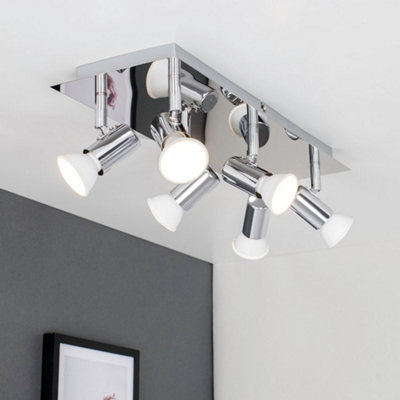 ValueLights Consul Silver Ceiling Bar Spotlight and GU10 Spotlight LED ...
