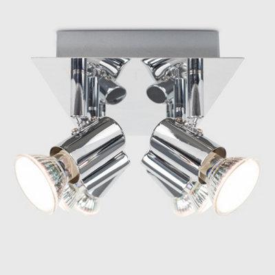 ValueLights Consul Silver Ceiling Bar Spotlight and GU10 Spotlight LED ...