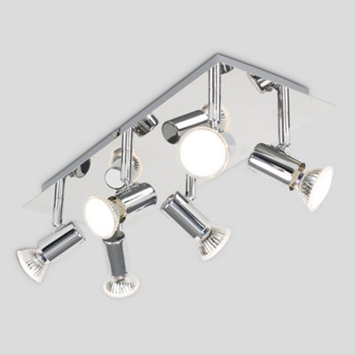 ValueLights Consul Silver Ceiling Bar Spotlight and GU10 Spotlight LED ...