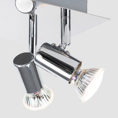 ValueLights Consul Silver Ceiling Bar Spotlight and GU10 Spotlight LED ...