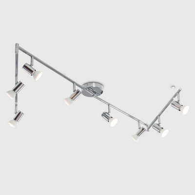 ValueLights Consul Silver Ceiling Bar Spotlight and GU10 Spotlight LED ...