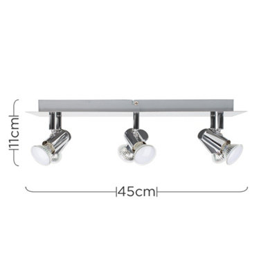 ValueLights Consul Silver Ceiling Bar Spotlight Includes 6 x GU10 LED ...