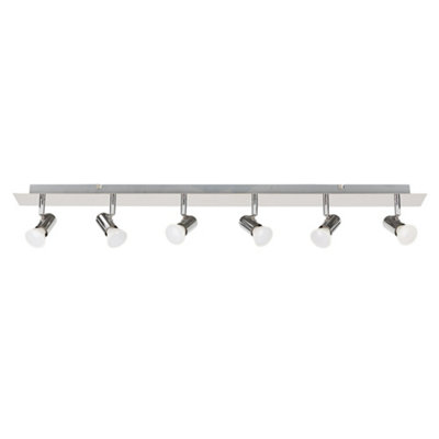 ValueLights Consul Silver Ceiling Bar Spotlight Includes 6 x LED Cool ...
