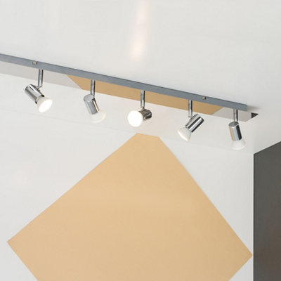 ValueLights Consul Silver Ceiling Bar Spotlight Includes 6 x LED Cool ...