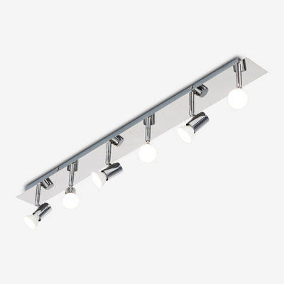 ValueLights Consul Silver Ceiling Bar Spotlight Includes 6 x LED Cool ...