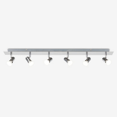 ValueLights Consul Silver Ceiling Bar Spotlight Includes 6 x LED Cool ...