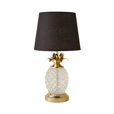 ValueLights Contemporary Pineapple Design Gold And Clear Table Lamp ...