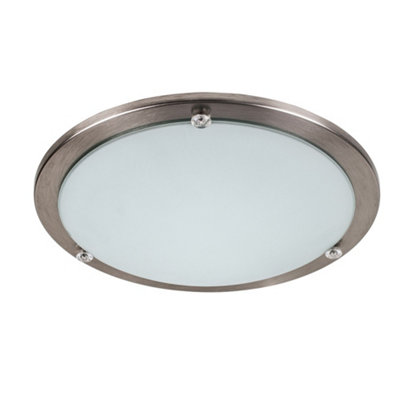 ValueLights Cymbal Bezel Chrome and Frosted Opal White Glass Flush ...