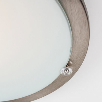 ValueLights Cymbal Bezel Chrome and Frosted Opal White Glass Flush ...