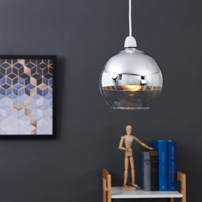 ValueLights Daelim Retro Two Tone Chrome and Clear Glass Ball Ceiling ...