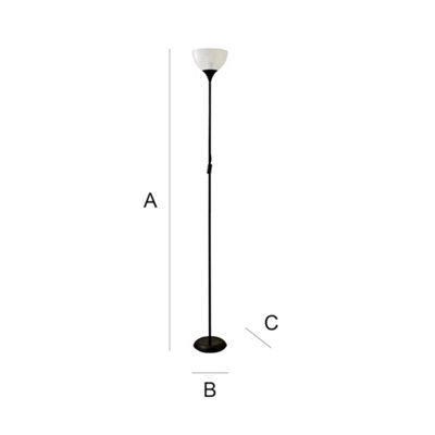 ValueLights Dalby Black Uplighter Floor Lamp with White Shade