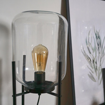 ValueLights Dawlish Matt Black Floor Lamp and E27 Pear LED 4W Warm ...