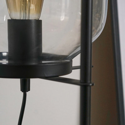 ValueLights Dawlish Matt Black Floor Lamp and E27 Pear LED 4W Warm ...