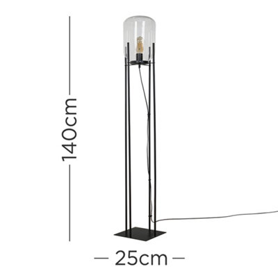ValueLights Dawlish Matt Black Floor Lamp and E27 Pear LED 4W Warm ...