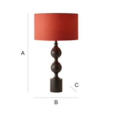 ValueLights Declan Candlestick Table Lamp with Rust Drum Shade