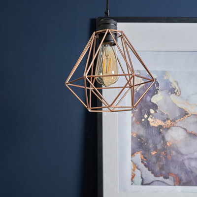 ValueLights Diablo Pair of Geometric Copper Metal Basket Cage Ceiling ...