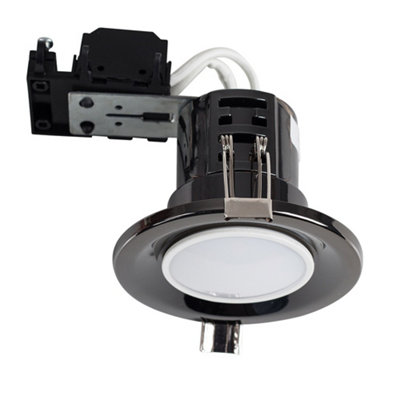 ValueLights Downlight Fire Rated Black Chrome Ceiling Light Fitting 4 Pack