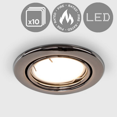 ValueLights Downlight Tiltable Fire Rated Black Chrome Ceiling Light ...