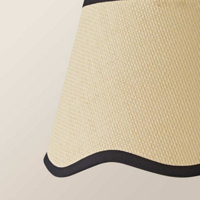 ValueLights Dutton Natural Fabric Black Trim Scallop Edge Ceiling Floor ...
